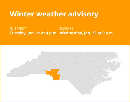 Winter weather advisory issued for central North Carolina until ...
