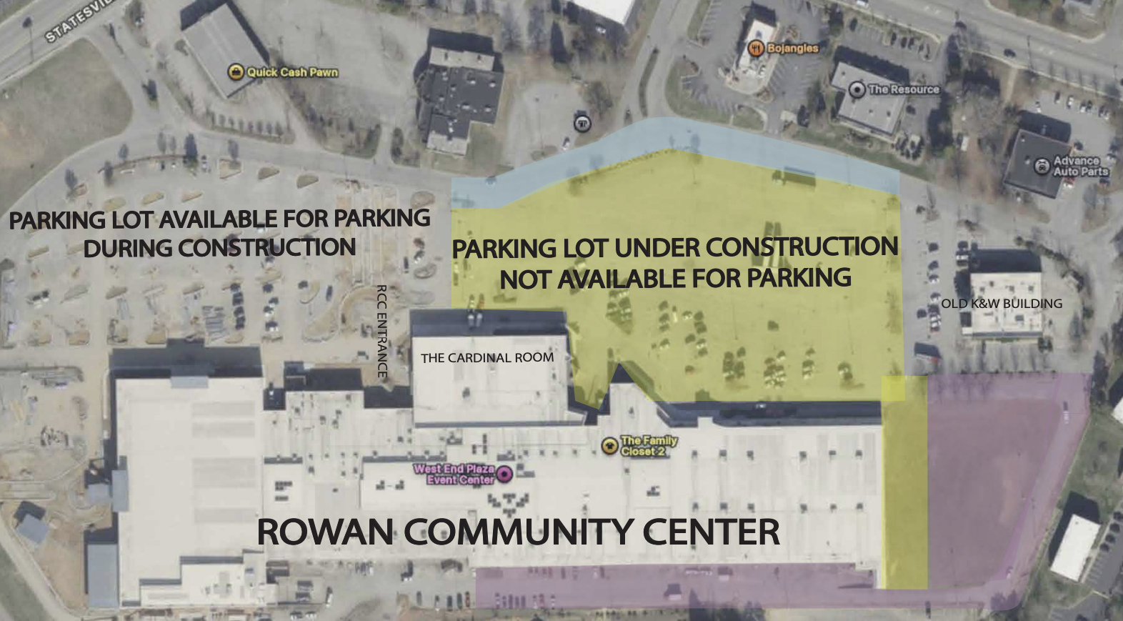 Half of Rowan Community Center parking lot closes for construction ...